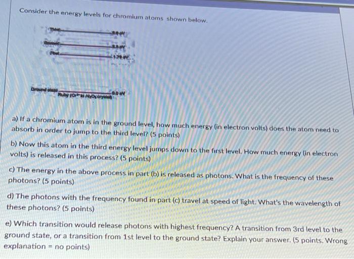 Solved Consider the energy levels for chromium atoms shown | Chegg.com