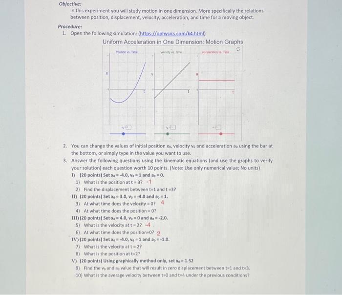 Objective: In this experiment you will study motion | Chegg.com