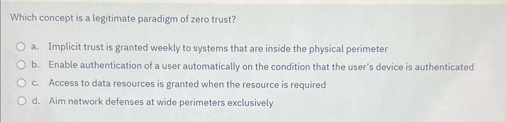 Solved Which concept is a legitimate paradigm of zero | Chegg.com