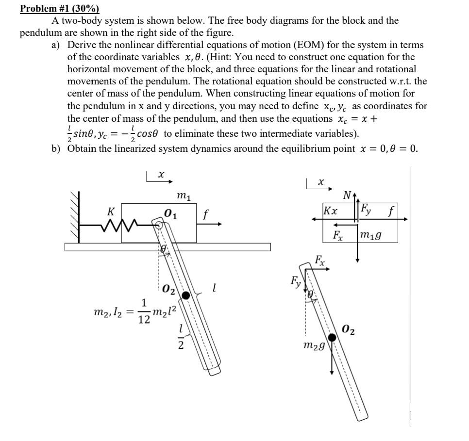 Solved Problem #1 (30%) A two-body system is shown below. | Chegg.com