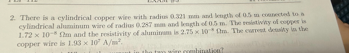 Solved There is a cylindrical copper wire with radius 0.321 | Chegg.com