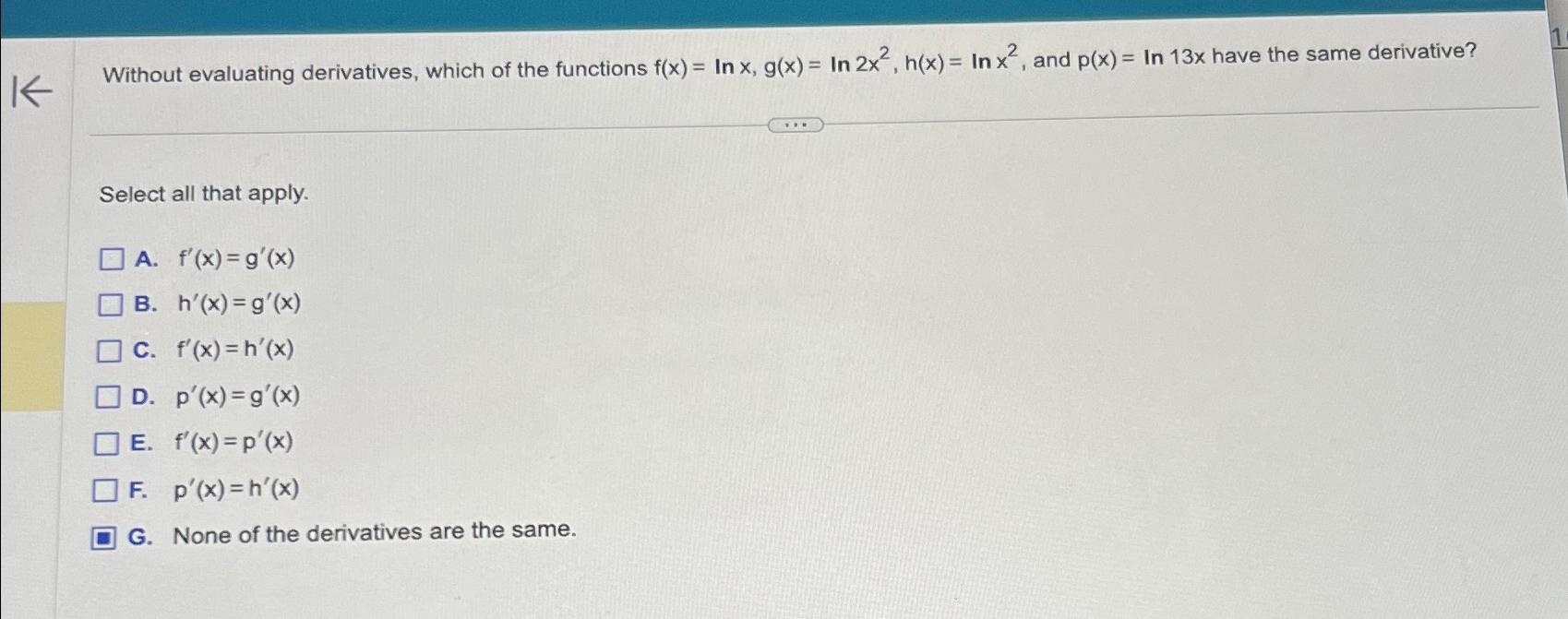 Solved Without evaluating derivatives, which of the | Chegg.com