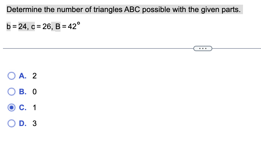 Solved Determine the number of triangles ABC possible with | Chegg.com