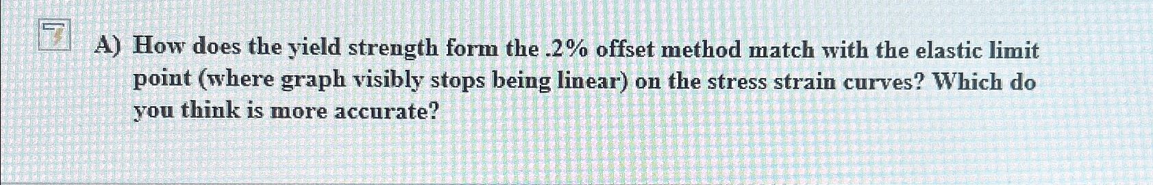 Solved A) ﻿How does the yield strength form the .2% ﻿offset | Chegg.com