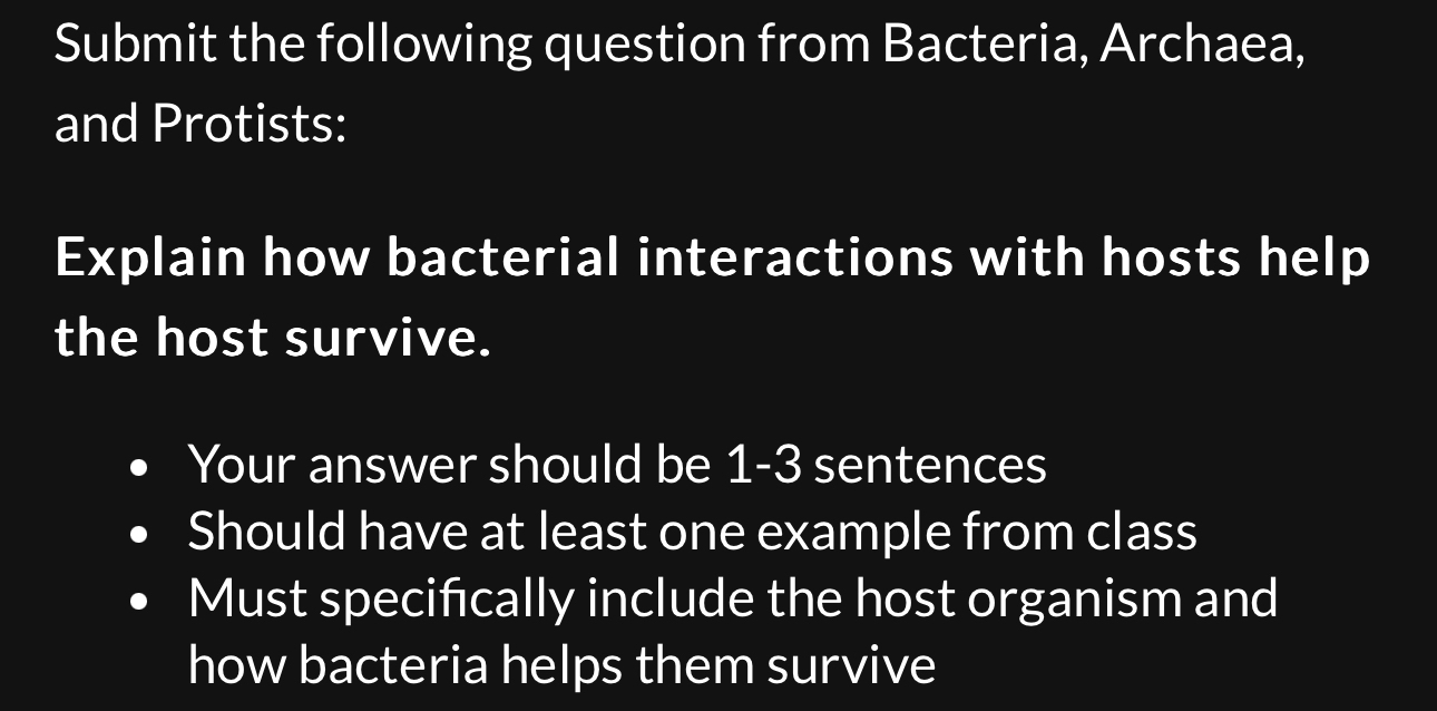 Solved Submit the following question from Bacteria, Archaea, | Chegg.com