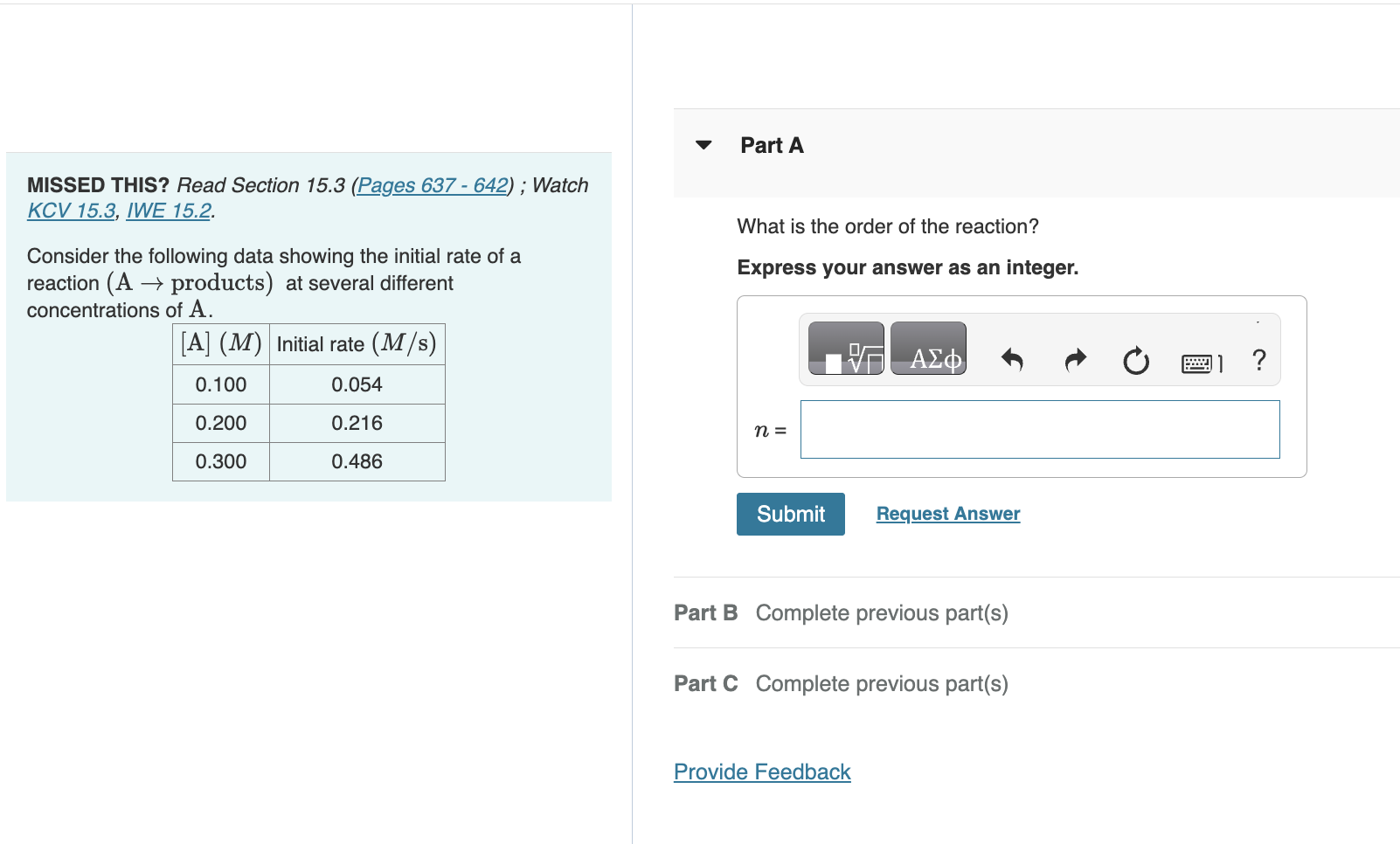Solved Part AMISSED THIS? Read Section 15.3 (Pages | Chegg.com