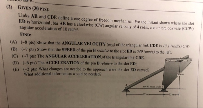GIVEN (30 PTS): Links AB and CDE define a one degree | Chegg.com