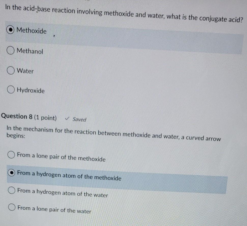 Solved In the mechanism for the reaction between methoxide | Chegg.com