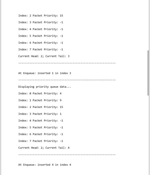 Solved Index: 3 Packet Priority: 1 Index: 4 Packet Priority: | Chegg.com
