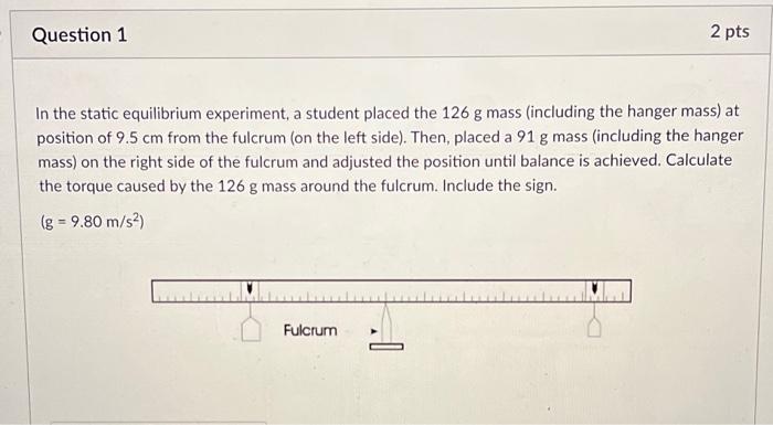 Solved In the static equilibrium experiment, a student | Chegg.com