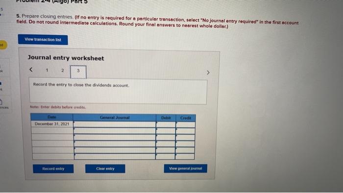 Solved Required information Problem 2-4 (Algo) Accounting | Chegg.com