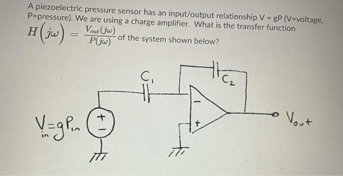 Solved A piezoelectric pressure sensor has an input/output | Chegg.com