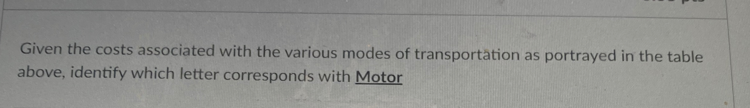 Solved Given the costs associated with the various modes of | Chegg.com