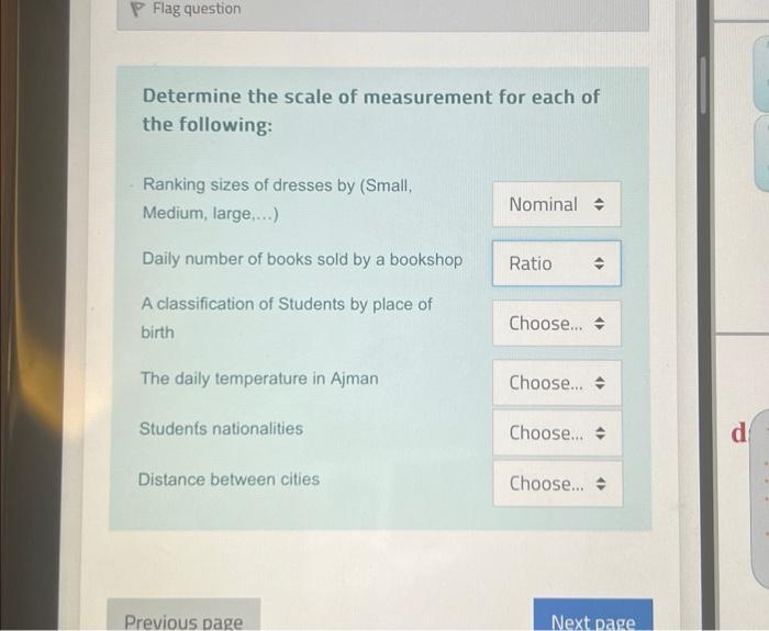 Solved Determine the scale of measurement for each of the | Chegg.com