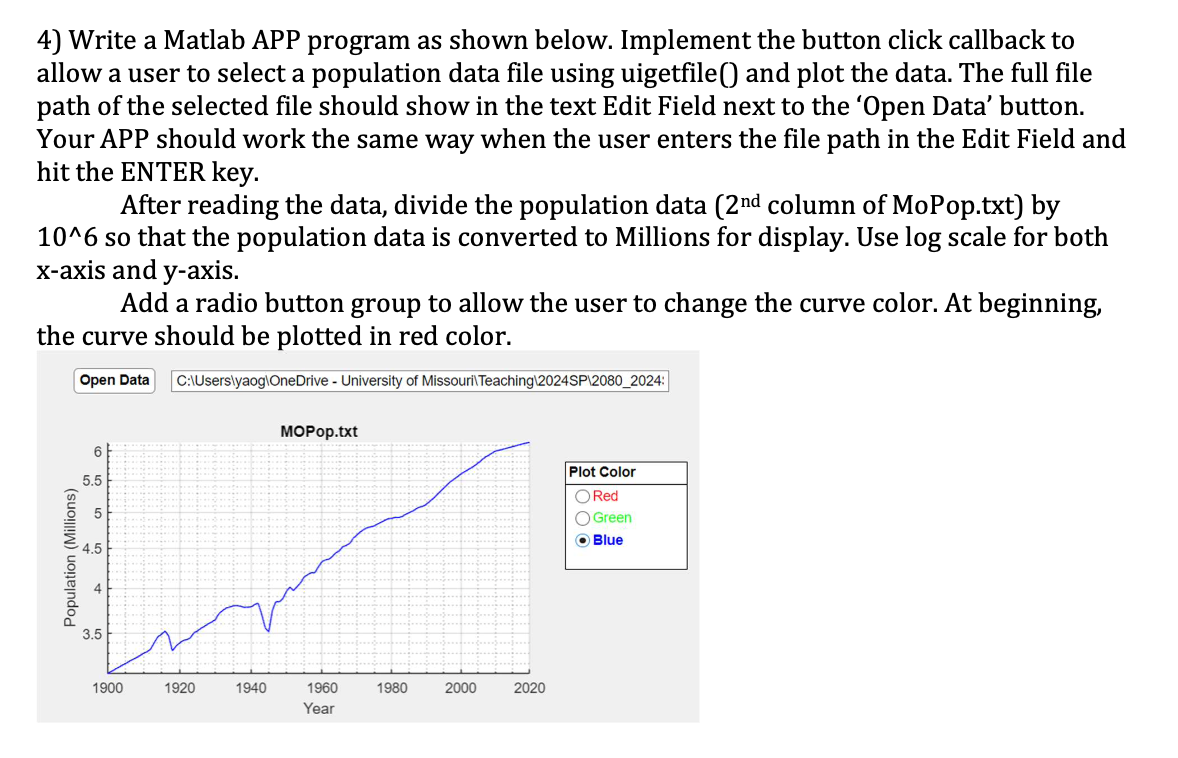 Solved Write a Matlab APP program as shown below. Implement | Chegg.com