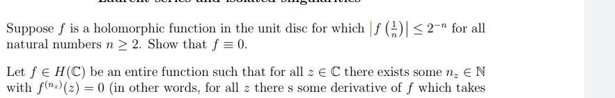 Solved Suppose f is a holomorphic function in the unit disc | Chegg.com