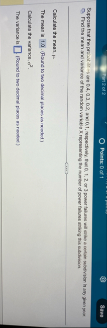 Solved Part 2 ﻿of 2Points: 0 ﻿of 1Suppose that the | Chegg.com