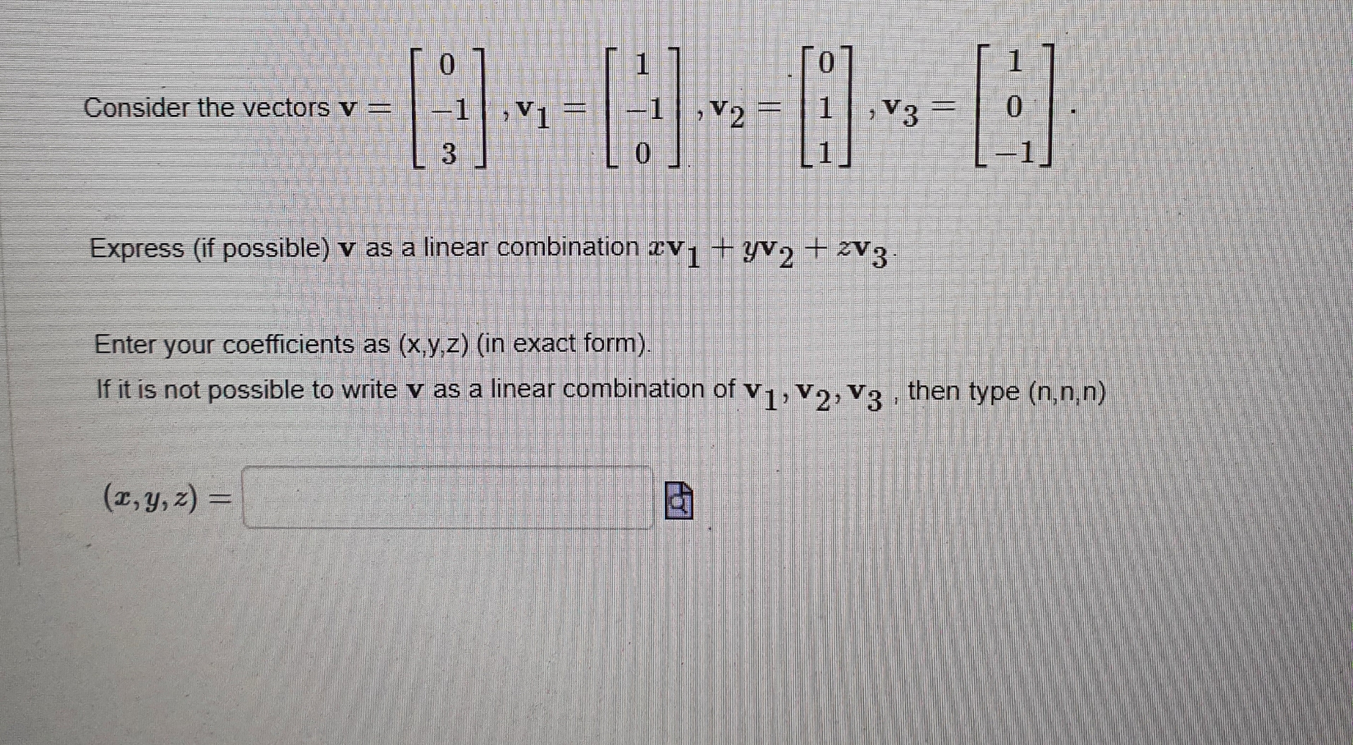 Solved Consider the vectors | Chegg.com