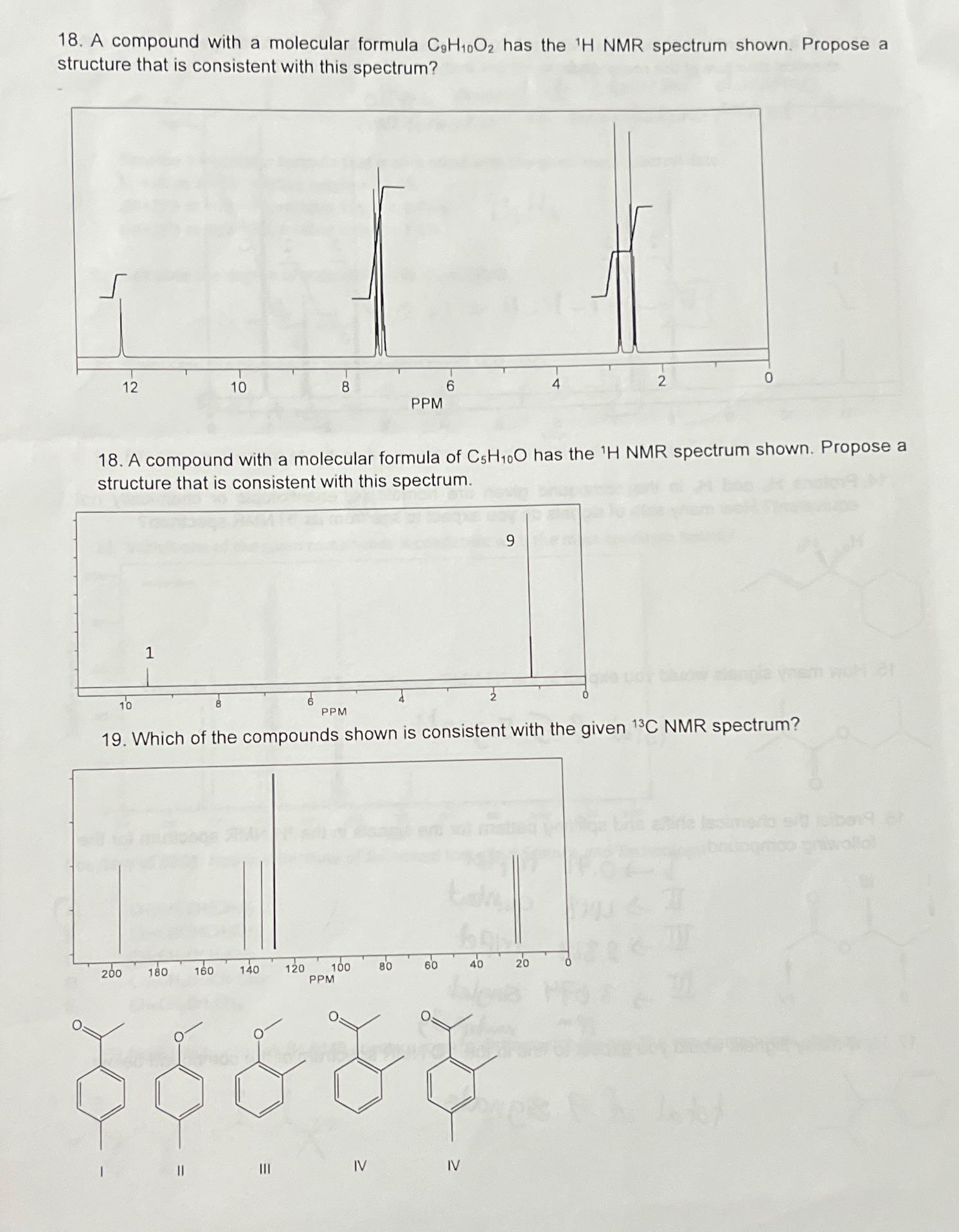 Solved A compound with a molecular formula C9H10O2 ﻿has the | Chegg.com