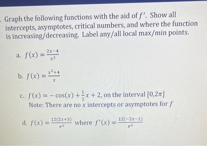 Solved Graph the following functions with the aid of f′. | Chegg.com