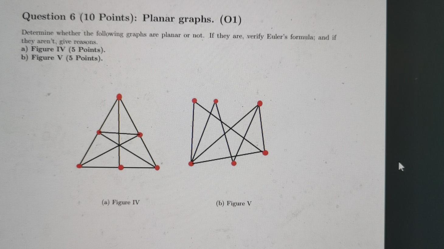 Solved Question 6 (10 Points): Planar graphs. (01) Determine | Chegg.com