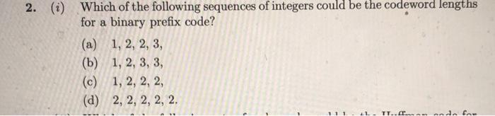 Solved (ii) Which of the following sets of codewords could | Chegg.com