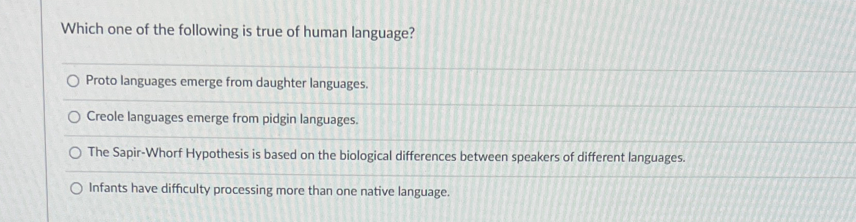 Solved Which one of the following is true of human | Chegg.com