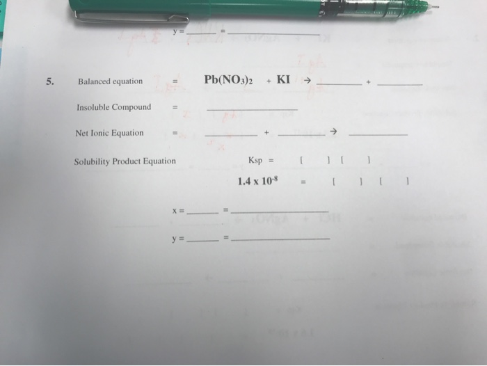 Solved Balanced equation Pb(NO3)2 +KI → - Insoluble Compound | Chegg.com