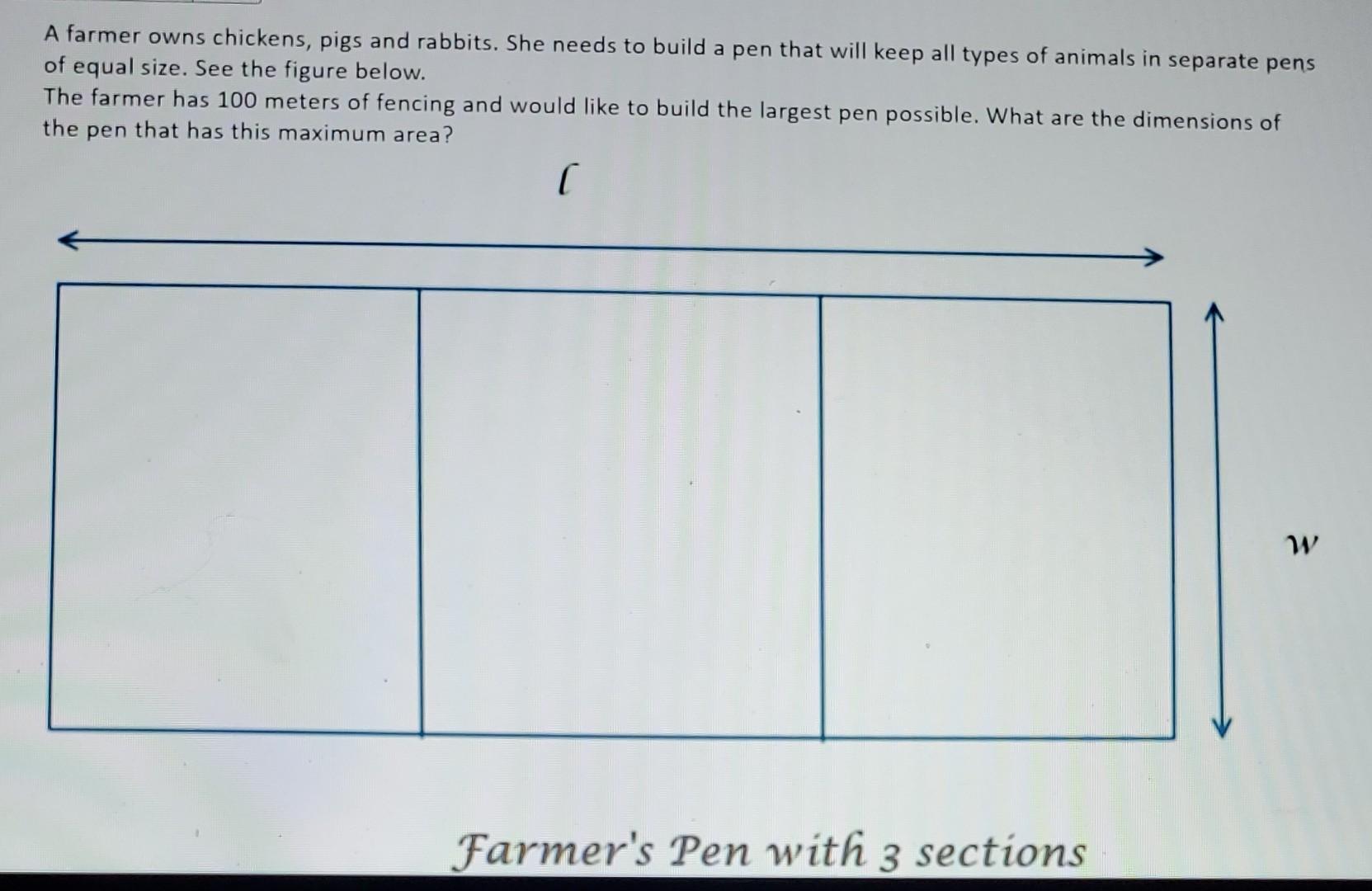 Solved A farmer owns chickens, pigs and rabbits. She needs | Chegg.com