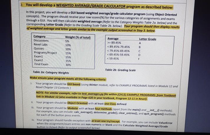 Solved 2. You will develop a WEIGHTED AVERAGE/GRADE | Chegg.com