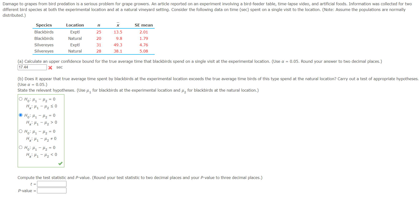 Solved distributed.)sec(Use α=0.05.)State the relevant | Chegg.com