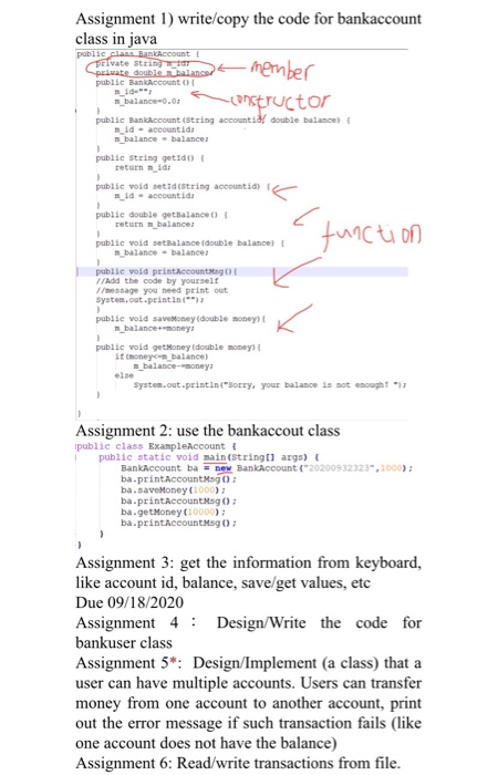 Solved Assignment 1) write/copy the code for bankaccount | Chegg.com