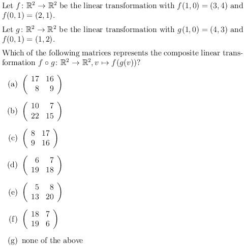 Solved Let f:R2→R2 be the linear transformation with | Chegg.com