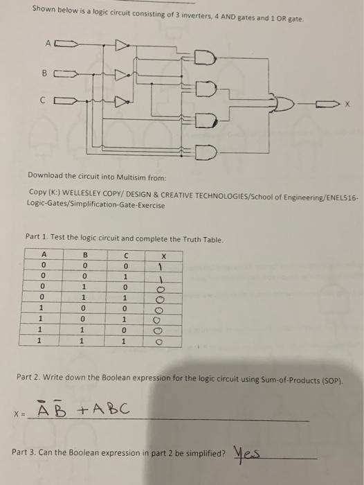 Solved Part 4. Write down the simplified Boolean expression. | Chegg.com
