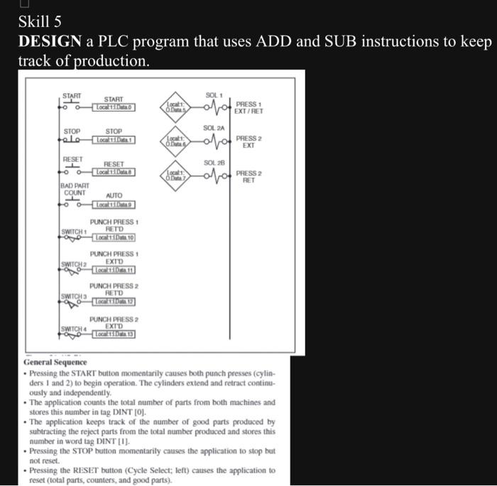 Skill 5 DESIGN a PLC program that uses ADD and SUB | Chegg.com