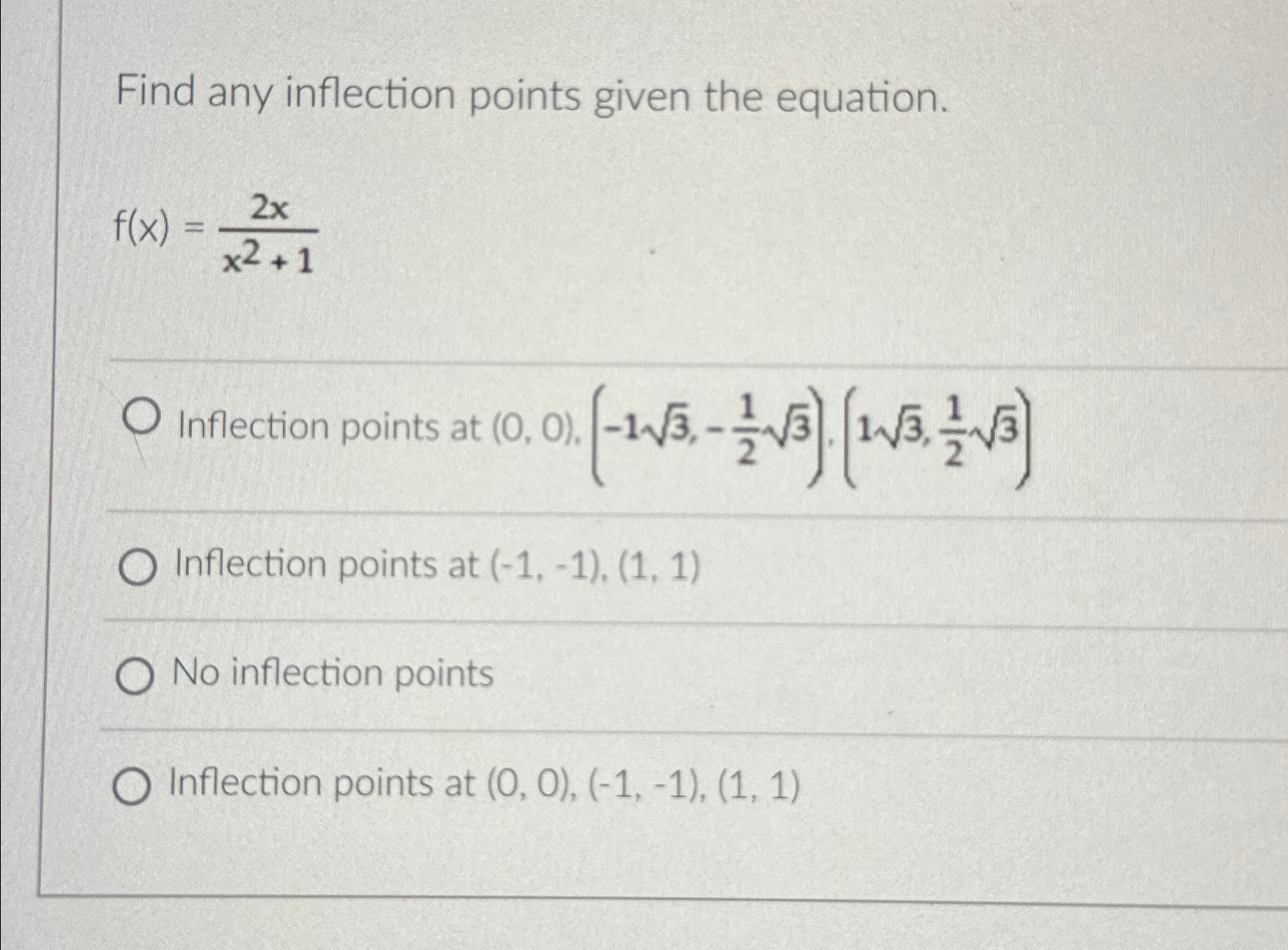Solved Find any inflection points given the | Chegg.com