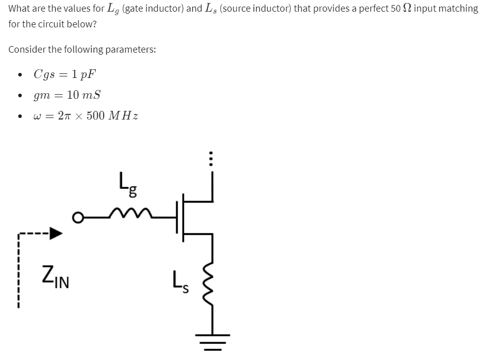 Solved What are the values for Lg (gate inductor) ﻿and | Chegg.com