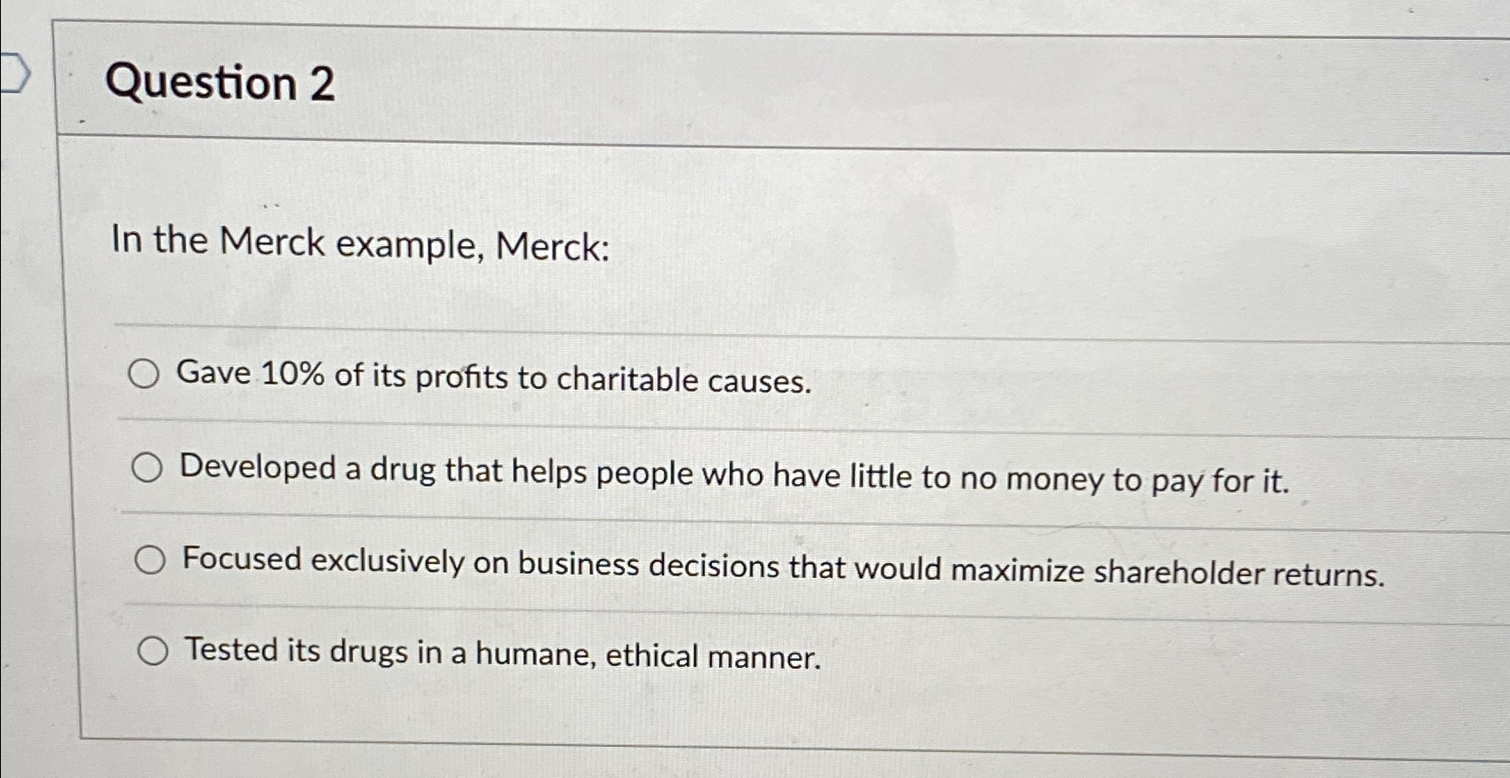 Solved Question 2In the Merck example, Merck:Gave 10% ﻿of | Chegg.com