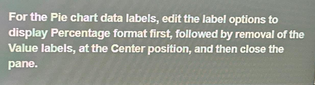 Solved For the Pie chart data labels, edit the label options | Chegg.com