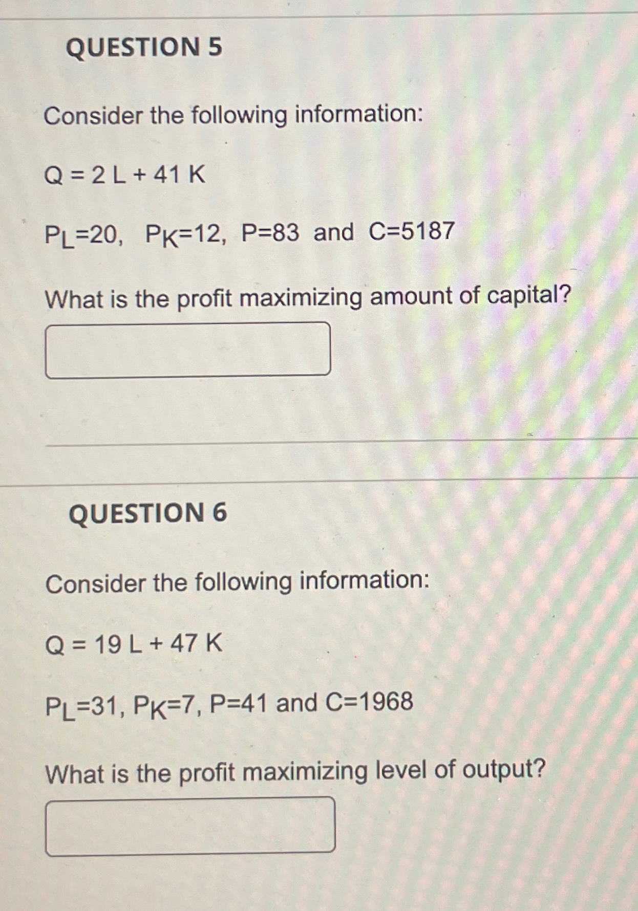 QUESTION 5Consider the following | Chegg.com QUESTION 5Consider the following | Chegg.com