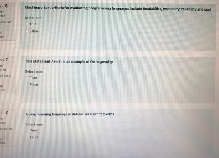 Solved Most important criteria for evaluating programming | Chegg.com