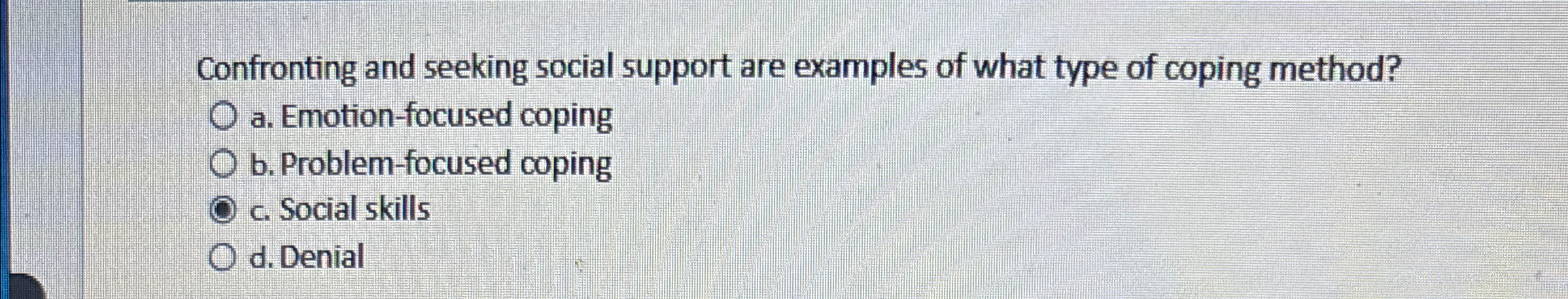 Solved Confronting and seeking social support are examples | Chegg.com
