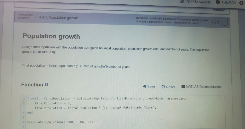 Solved EzyBooks catalog Help/FAQ Feecock CHALLENGE ACTIVITY | Chegg.com