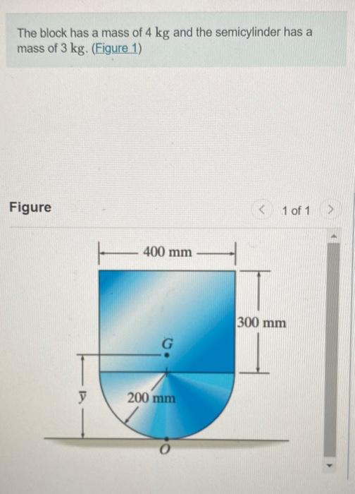 Solved The block has a mass of 4 kg and the semicylinder has | Chegg.com