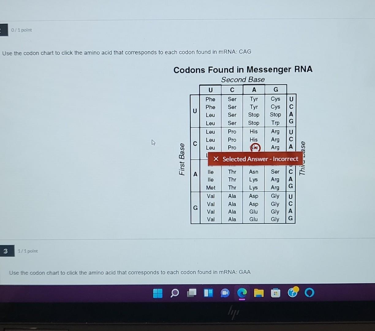 Solved Use the codon chart to click the amino acid that | Chegg.com