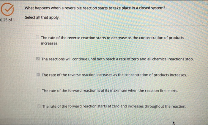 Solved What happens when a reversible reaction starts to | Chegg.com