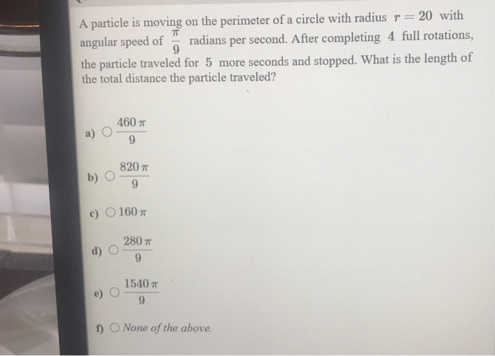 Solved A particle is moving on the perimeter of a circle | Chegg.com