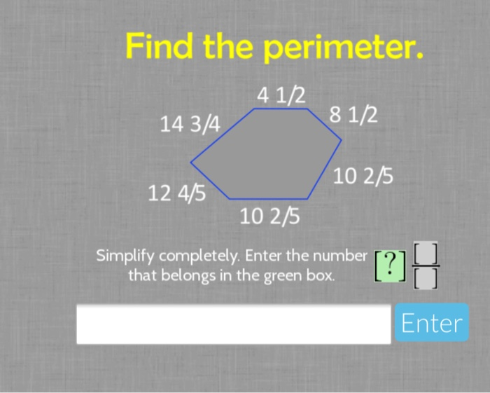 Solved Find the perimeter. I 41/2 14 3/4 81/2 10 2/5 12 4/5 | Chegg.com