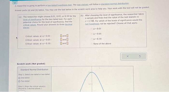Solved A researcher is going to perform a two-tailed | Chegg.com