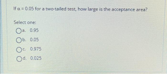 Solved If α=0.05 for a two-tailed test, how large is the | Chegg.com